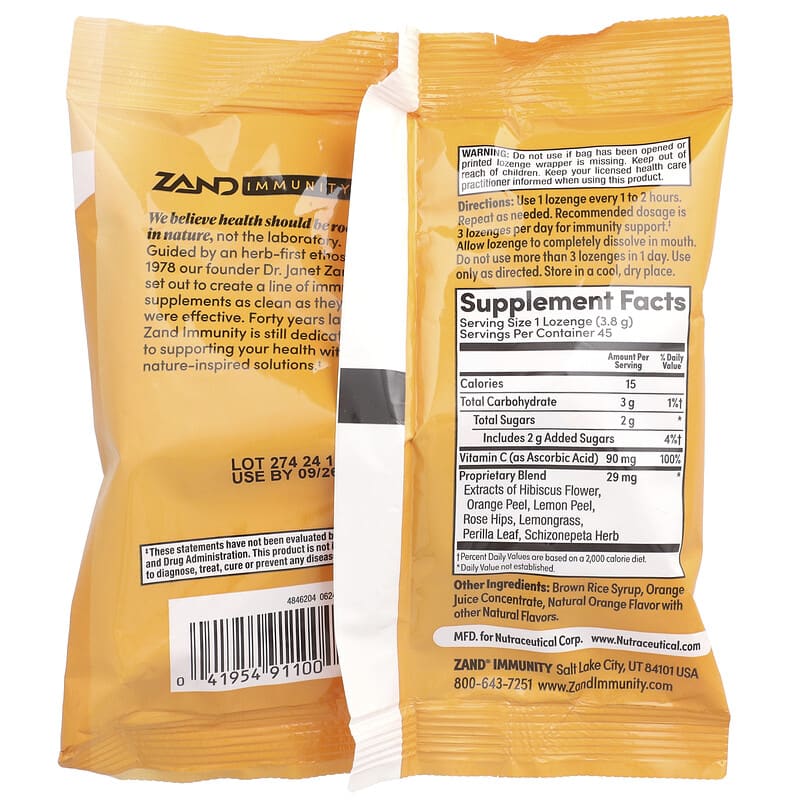 Orange C Immunity Lozenges - 45 count – Beeyoutiful.com
