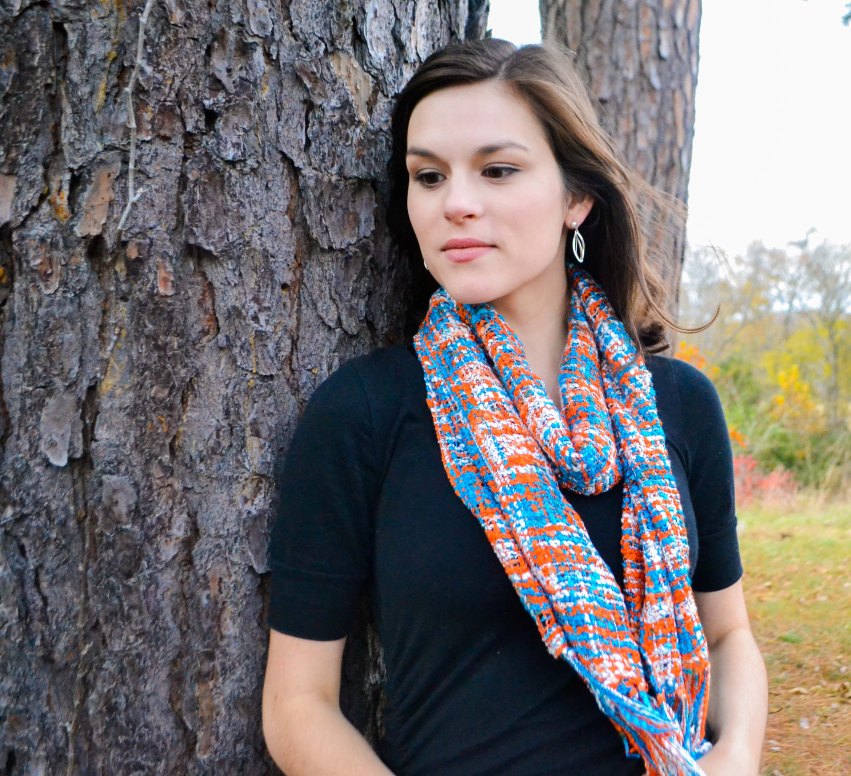 Orange Scarf For Women Navy Teal And Orange Silk Scarf Pretied Scarf Bar